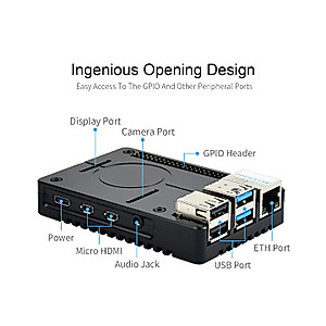 waveshare Lightweight Aluminum Alloy Case for Raspberry Pi 4 with CNC Precise Processing and Sand Blasting Finish Nice & Durable