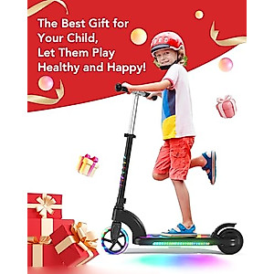 ANHAO Electric Scooter for Kids Ages 6-12 (Mainly 6-10), Kids Electric Scooter with Adjustable Height, Flash Wheel, Kick Scooter for Kids up to 110 lbs, up to 6mph