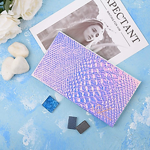 Allwon Magnetic Palette Mermaid Empty Makeup Palette with Mirror and 20Pcs Adhesive Empty Palette Metal Stickers for Eyeshadow Lipstick Blush Powder