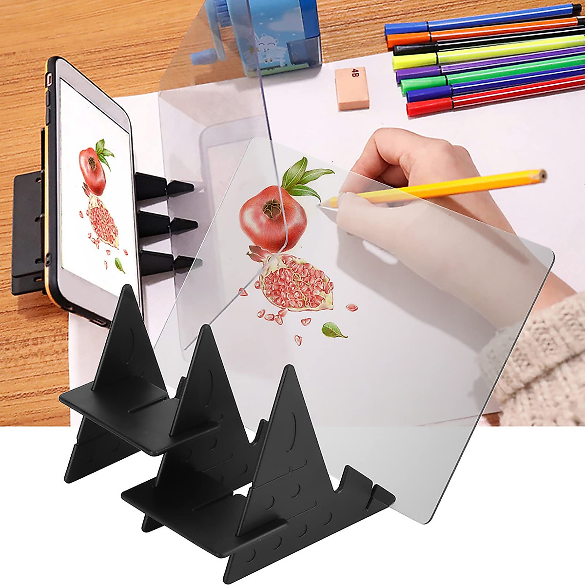DIY Drawing Tracing Pad Optical Projector Line Painting Copy Board Panel Reflection Sketching Copy Pad with 5 Brackets