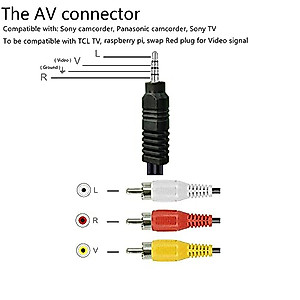 AILTECK 3.5mm to RCA Camcorder AV Audio Video Output Cable, 3 RCA to 3.5mm 1/8" AV Input Adapter Cord Compatible with Sony TV, TCL TV (5FT)