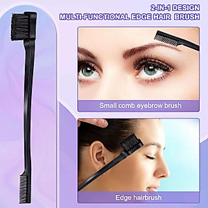 4Pcs Anmieciu Hair Styling Set for All: Bristle Edge Brush, Teasing Comb, Rat Tail Comb, Wide Tooth Comb for Combing, Smoothing and Styling Hair (Black)