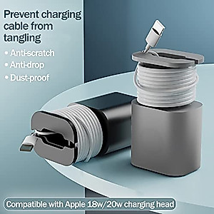 4PCS Silicone Charger Protector, Charger Winder Compatible with Apple 20W/18W Chargers for Travel and Cable Storage