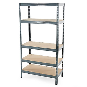 Trestles 36 x 72" Multipurpose 5 Tier Adjustable Storage Metal Frame Shelving Unit Boltless Utility Rack for Warehouses and Garages, 800 lb Capacity