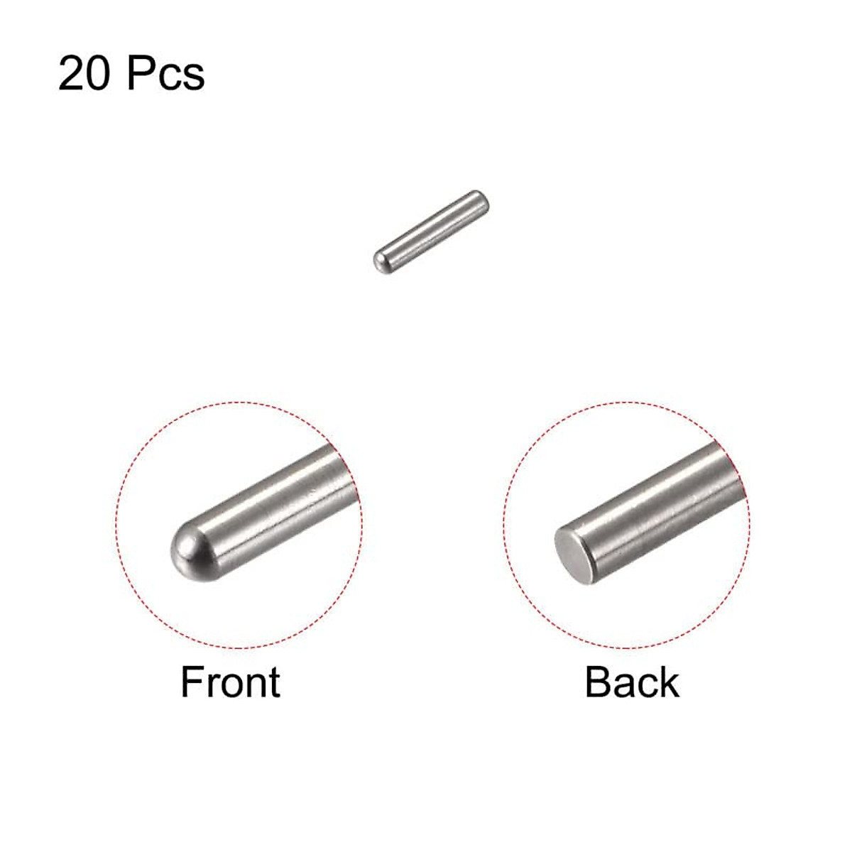 Tool parts 0.6x6mm Dowel Pins - 20pcs Round Head Flat Chamfered End Dowel Pin