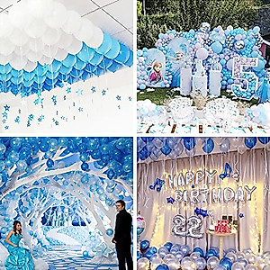 PartyWoo Blue and White Balloons 100 pcs 12 inch Royal Blue Balloons Light Blue Balloons White Balloons Blue Balloons Latex Balloons for Boys Christening, Cinderella Party, Boys 1st Birthday