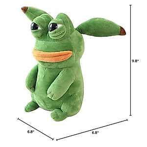 ELAINREN Sleepy Frog Plush Cute Toy Creative Frog Stuffed Animals Green Frog Plushie- Hug and Cuddle with Squishy Fabric and Stuffing -Cute Frog Dolls Gift,9.8''