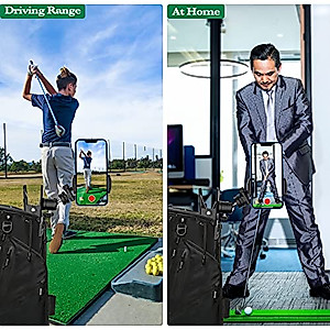 MoKo Phone Stand Golf Cart Mount, Cell Phone Holder Golf Analyzer Accessories for Recording Golf Swing Multi Angles Clip Holder for Live Streaming Photography Fits 4.7" - 6.8" Phones, Black