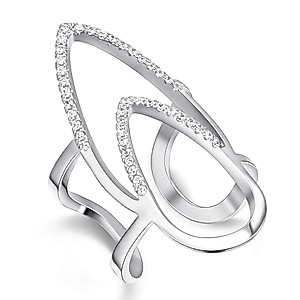 Mytys Adjustable Size Rings for Women Full Cubic Zirconia Setting Ring Silver Color Crystal Jewelry Style 5