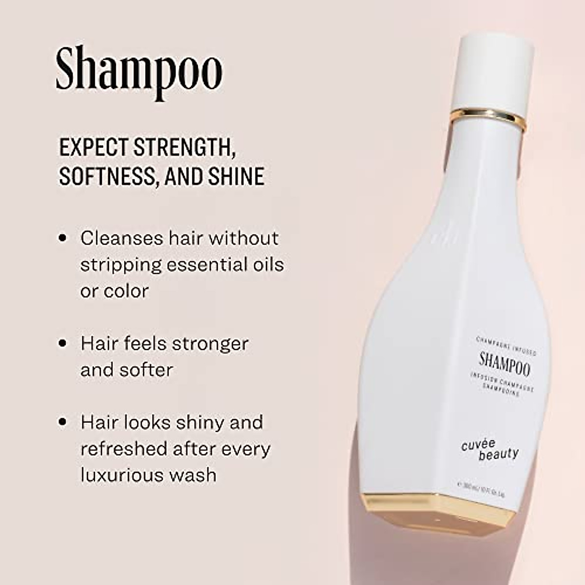 Cuvee Shampoo - 10 fl oz - Cleanses, Fortifies & Protects Hair - Includes Vitamin B & Panthenol - Champagne-Infused Formula with Resveratrol & Ceramides - Color Safe