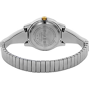 Timex Women's Fashion Stretch Bangle 25mm Watch - Two-Tone Expansion Band Silver-Tone Dial Two-Tone Case
