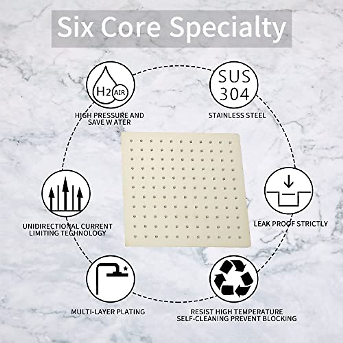 Brushed Gold Shower Faucet GGStudy Single Function Shower Trim Kit with Rough-in Valve Shower Set Bath Rainfall Shower Faucet System 10 inch Square Stainless Steel Metal Shower Head