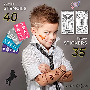 ADIS&GUYS Face Painting Kit For Kids - 20 Water Based, Quick Dry, Non-Toxic Sensitive Skin Paints, 3 Glitters, 2 temporary hair chalks combs, 3 Paint Brushes, 40 Stencils, 2 Tattoos Sheets , Face Painting Book 20 Face Paint kit 20 Face Paint kit