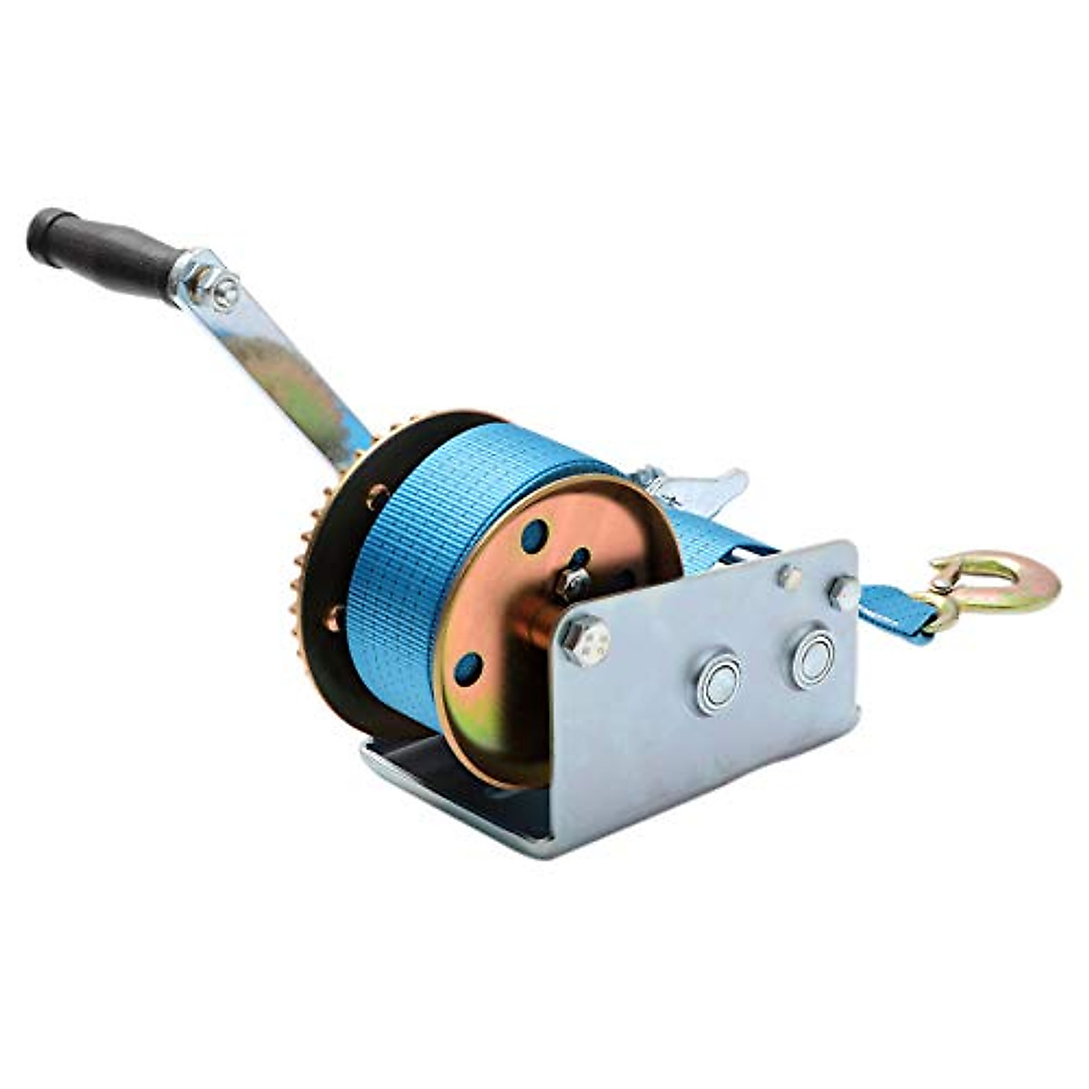 G Ganen 3200lbs Polyester Strap 2 Gear Hand Winch Hand Crank Gear Winch ATV Boat Trailer