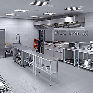 AmGood 18" X 48" Stainless Steel Work Table | Metal Kitchen Food Prep Table | NSF