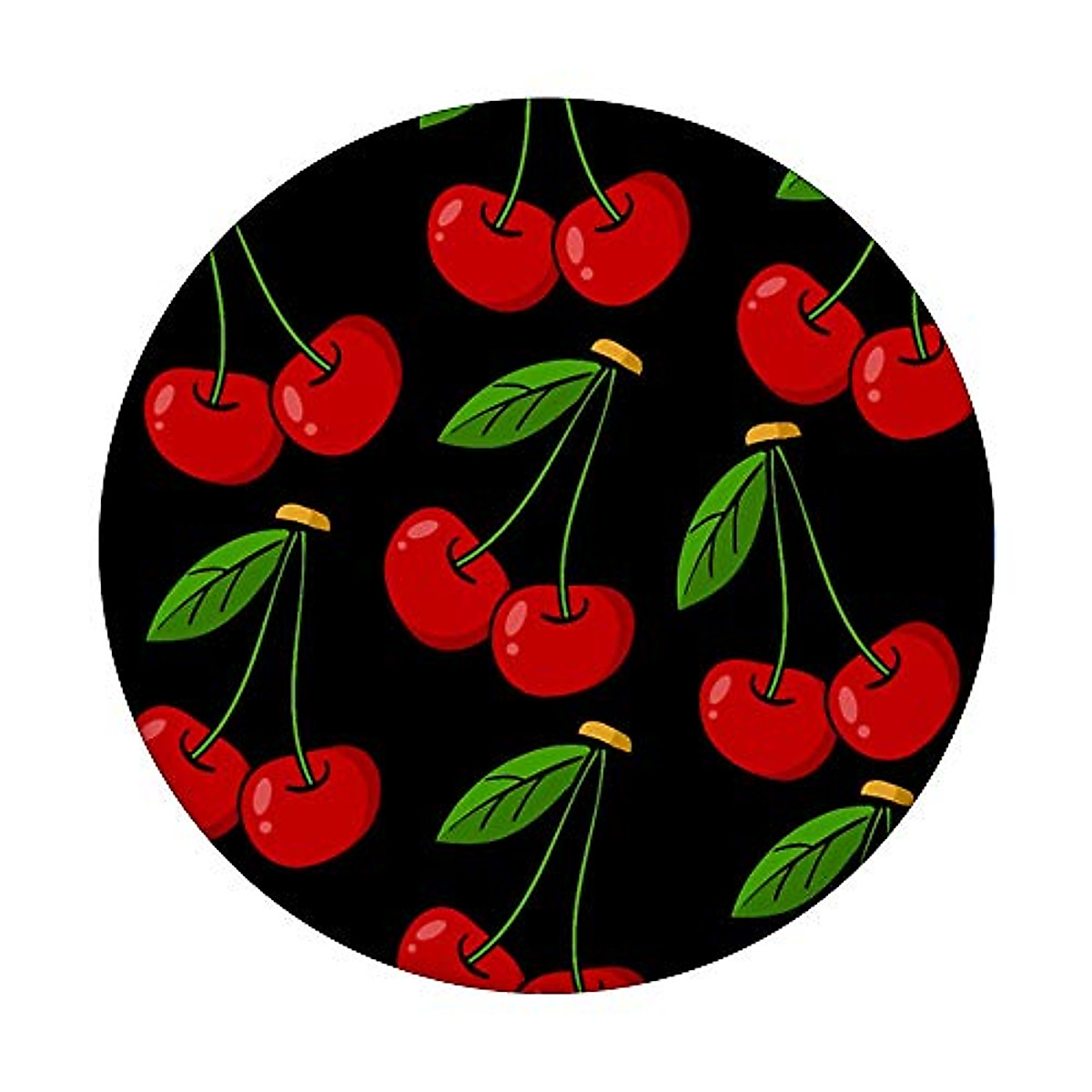 Cherry Cherries Pattern On Black Background Cute For Girls PopSockets PopGrip: Swappable Grip for Phones & Tablets