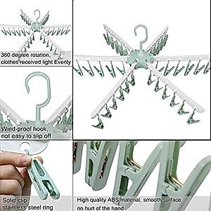 Swivel Hook Plastic 36 Pegs Drying Rack Clothes Hanger for Underwear Socks Gloves (Green)