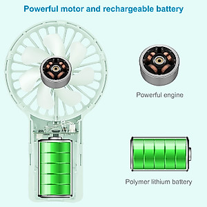 Aluan Handheld Fan Mini Portable Fan Powerful Personal Fans Speed Adjustable Battery Operated USB Rechargeable Eyelash Fan for Kids Women Men Indoor Outdoor Travel Cooling, Green