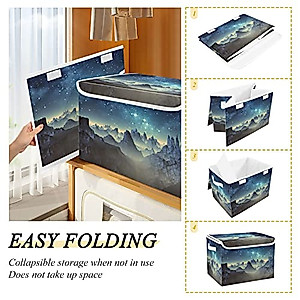 RunningBear 3d Alien Planet Large Storage Bins with Lid Collapsible Storage Bin Cubes Boxes Fabric Storage Baskets for Room Bedroom