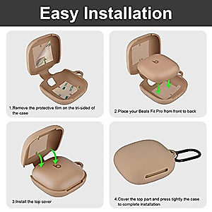 Beats Fit Pro Case Cover, AIRSPO Soft Silicone Case for Beats Fit Pro 2021 Shockproof Beats Fit Pro Earbuds Case Cover with Keychain （Dune）