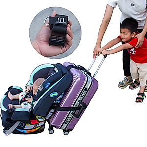 Car Seat Travel Belt | Adjustable Strap to Convert Kid and Carry-on Luggage into an Airport Stroller，Easy Carry ,Universal Size, Black