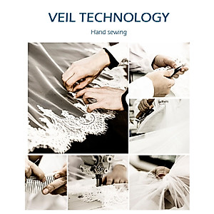 BEAUTELICATE Wedding Bridal Veil with Comb 1 Tier Lace Applique Chapel Length 90" White