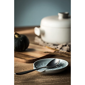 Ceramic Spoon Rest with Drip Tray for Multiple Utensils& Cooking Spoon Rest Spoon Holder for Stove Top, Gray