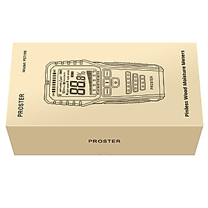 Proster Pinless Wood Moisture Meter, Non-Destructive Moisture Tester for Wood Wallboard Masonry;Detect up to 3/4 Inch Below Surface, Backlit Color LCD , Visual/Audible Alarm, with Storage Case