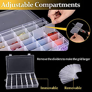 2 Pack 36 Grids Clear Plastic Organizer Box, Storage Container with Adjustable Divider, Craft Organizers and Storage Bead Storage Organizer Box for DIY Jewelry Tackles with 2 Sheets Label Stickers