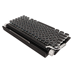 Pomya Typewriter Style Mechanical Gaming Keyboard, Retro Round 83 Keys Keycap LED RGB Backlit USB Wired Keyboards for Game and Office, Support 3 Mode Connection (Black)