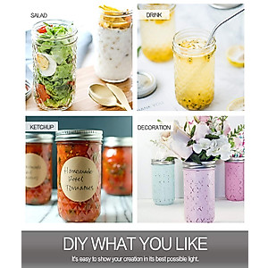 VERONES Wide Mouth Mason Jars 16oz, 12 Pack 16 oz Wide Mouth Mason Jars with Lids and Bands, Ideal for Jam, Honey, Wedding Favors, Shower Favors