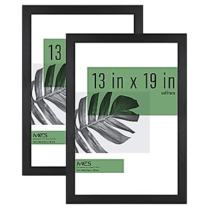 MCS Studio Gallery 13x19 Picture Frame Black Woodgrain, Rectangle Photo Frame for Photos, Posters & Art Prints (2-Pack)