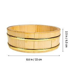 DOITOOL Sushi Box Wooden Sushi Rice Bowl Hangiri Sushi Rice Mixing Tub Wooden Sushi Barrel Japanese Sushi Rice Storage Bucket for Home Restaurant Wooden Bucket