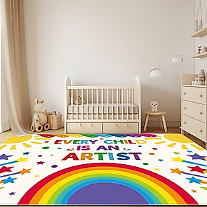 AKASISRUG Rainbow Kids Rug, Washable Colorful Area Rug for Kids Room, Non-Slip Play Mat, Baby Crawling Mat, Kids Floor Mat Carpet Ultra Soft Play Rug for Classroom Playroom Bathroom (78.7X59 INCH)