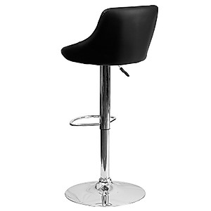 Flash Furniture Caldwell 2 Pack Contemporary Black Vinyl Bucket Seat Adjustable Height Barstool with Diamond Pattern Back and Chrome Base