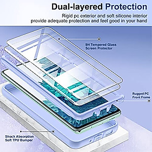 LeYi for Galaxy S20 FE 5G Phone Case, Samsung Galaxy S20 FE Case with [2X Tempered Glass Screen Protector], Full-Body Shockproof Soft Silicone Protective Phone Case for Samsung S20 FE, Violet