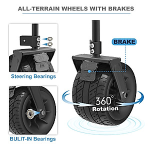 MDEAM Folding Collapsible Wagon,Large Capacity Outdoor Wagons Carts Heavy Duty Foldable Utility with Big All-Terrain Wheels &2 Side Pocket for Camping,Sports(Black)