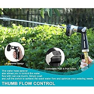 ESOW Garden Hose Nozzle Sprayer, 100% Heavy Duty Metal Water Hose Nozzle with 8 Different Spray Patterns, High Pressure Hand Sprayer for Watering Plant & Lawn, Washing Car & Pet