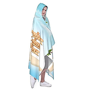 Hooded Blanket Summer Ocean Beach Tropical Palm Trees Flannel Wearable Throw Cape Robe Wrap Fleece Warm Air-Conditioning Quilt 60"X50"