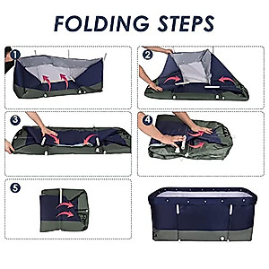 MATHOWAL Portable Bathtub, Foldable Bathtub for Adults, with Water Filling Cushion and Backrest, Suitable Hot Bath Ice (Dark Blue)