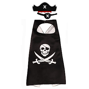RioRand Cartoon Pirate Dress Up Satin Capes Cosplay Birthday Party Kids Costume (1-pack) (Black)