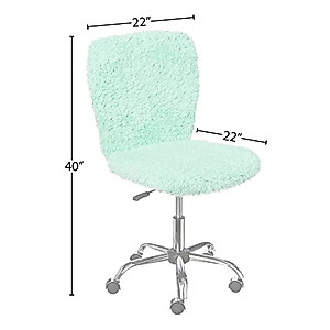 Urban Shop Faux Fur Rolling Task Chair, Mint
