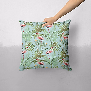 iiRov The Tropical Flamingo Scene - Custom Decorative Home Decor Indoor or Outdoor Throw Pillow Cover Plus Cushion Set for Sofa, Bed or Couch (Pillow CASE Cover Plus Cushion)