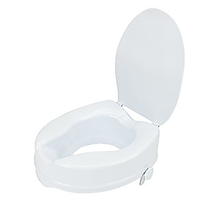 Ochine 4 Inch Raised Toilet Seat with Cover High Elevated Toilet Seat Locks onto Most Toilets Portable Raised Toilet Seat Portable Assistance Commode Seat Toilet Safety Seat (Ship from USA)