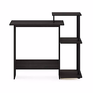 Furinno Efficient Home Laptop Notebook Computer Desk with Square Shelves, Espresso/Black