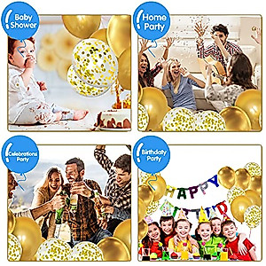 105pcs Matte Balloons and Confetti Balloons with 18 Inch + 12 Inch + 10 Inch + 5 Inch Latex Party Balloons for Gender Reveal Wedding Engagement Birthday Bridal Shower Party Decorations (Gold)