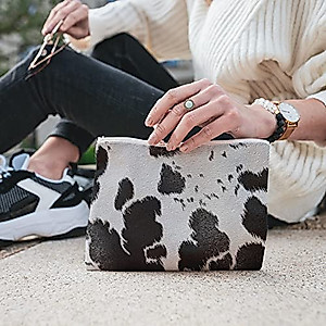 Cow Print Vinyl, Smooth Textured Animal Hide Pattern Faux Leather, Embossed Upholstery Craft and DIY Pleather - Individual 1 Yard Cut 36"x54" (Brown on Cream)