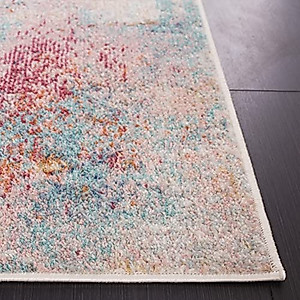 Safavieh Phoenix Collection 8' x 10' Aqua/Gold Rose PHX506J Modern Contemporary Abstract Non-Shedding Area Rug