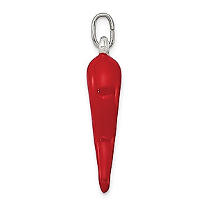 Auriga Fine Jewelry 925 Sterling Silver Red Enamel Italian Horn Pendant for Women (L- 1.3 Inch, W- 0.28 Inch)