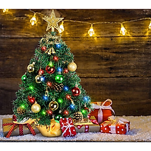 AGIRL Tabletop Christmas Tree 22 Inch Mini Artificial Christmas Tree with 30 LED String Lights, Star Tree, Tabletop Small Xmas Tree for Holiday Indoor DIY Christmas Decor